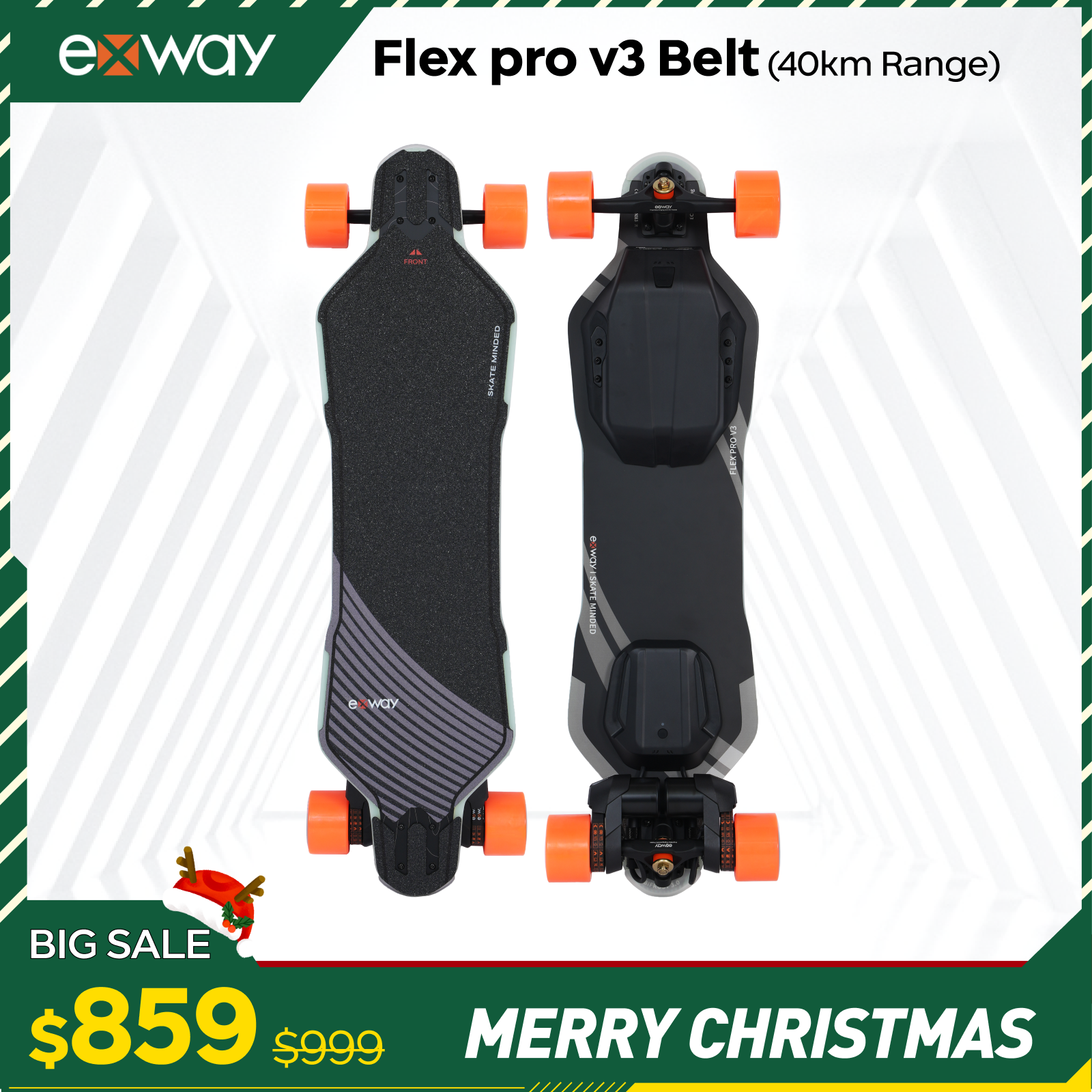 Exway Flex Pro V3 Electric Skateboard |Bifrost Lights,Up to 60km Range